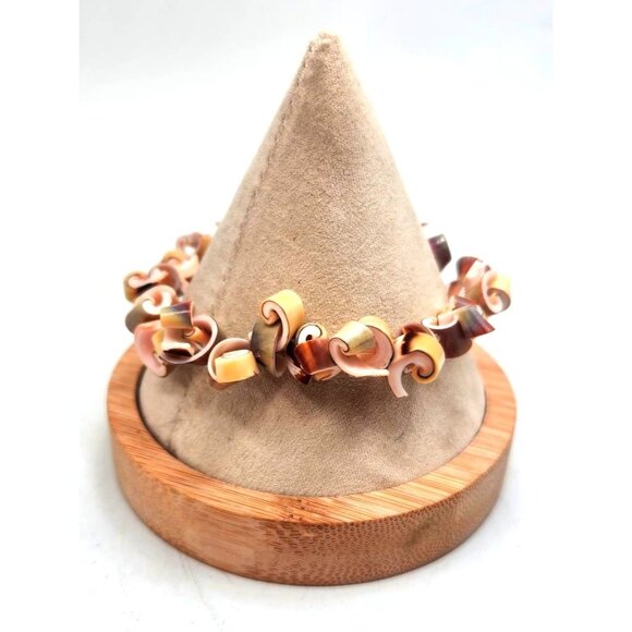 Jewelry | Curly Shell Beaded Bracelet Tan Cream Brown 7 | Poshmark